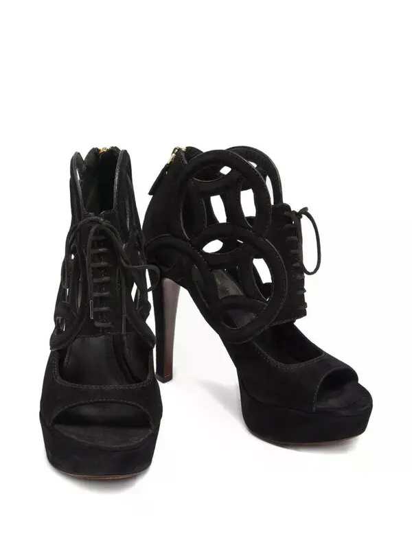 LOUIS VUITTON Suede Cut-out Heeled Sandals