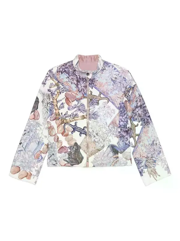 Hermès 2000s Printed Silk Bomber Jacket - White