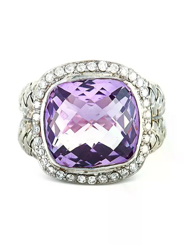 SCOTT KAY Tone Sterling Woven Amethyst And Diamond Ring