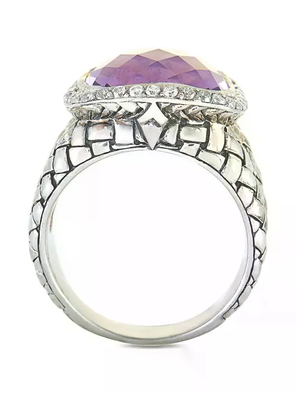 SCOTT KAY Tone Sterling Woven Amethyst And Diamond Ring
