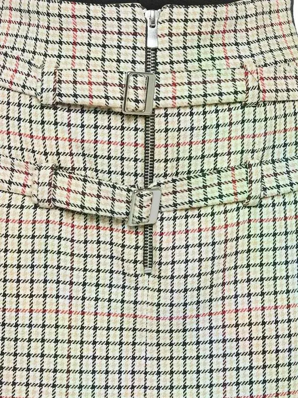 Maje Plaid Buckle Skirt