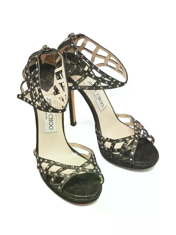 JIMMY CHOO Suede Lattice Embellished Pumps - Black