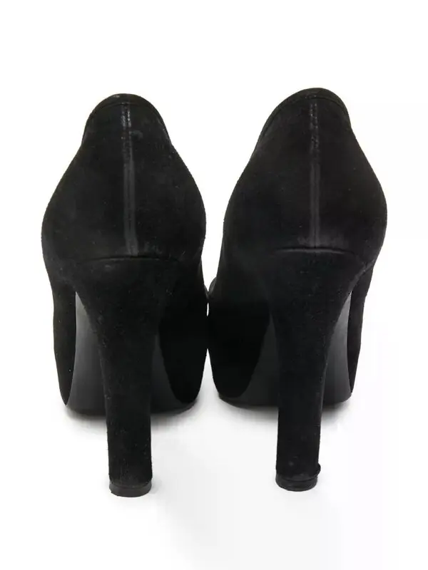 LOUIS VUITTON Suede Peep-toe Pumps With Gold-tone Detail