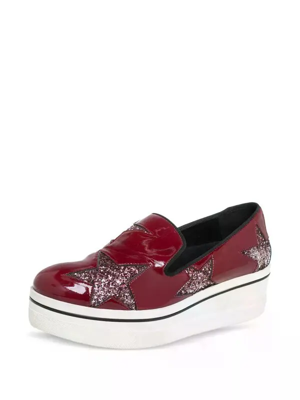 Stella McCartney Patent Leather Platform Sneakers With Glitter Star Motifs