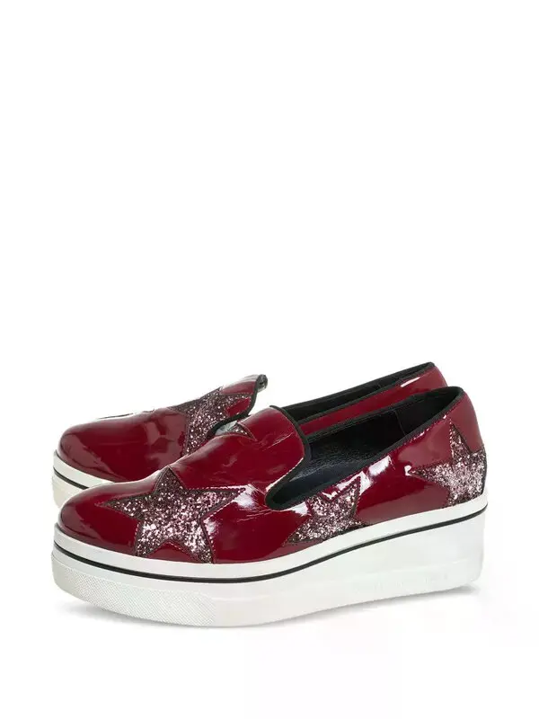 Stella McCartney Patent Leather Platform Sneakers With Glitter Star Motifs