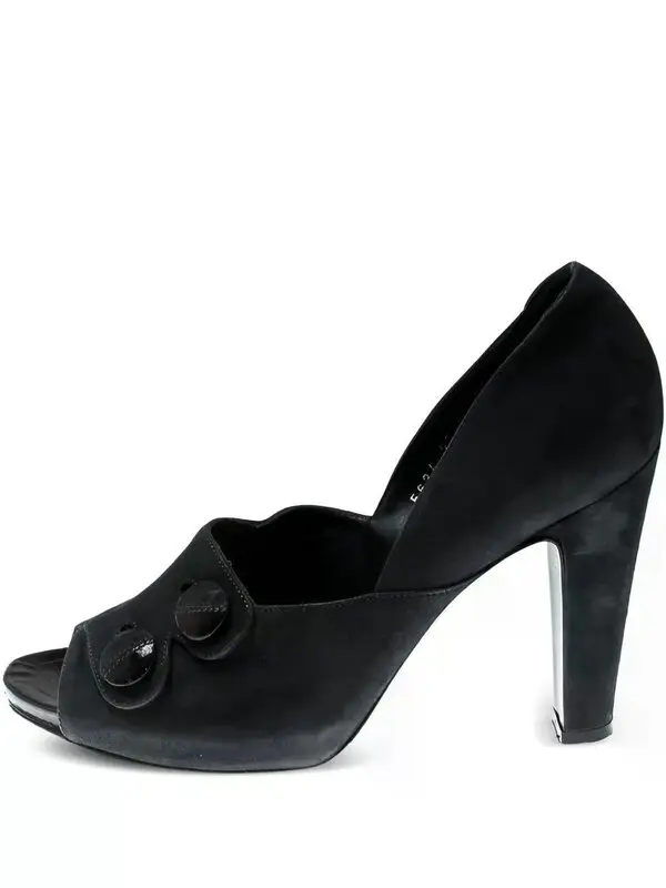 SERGIO ROSSI Suede Peep-toe Pumps - Black