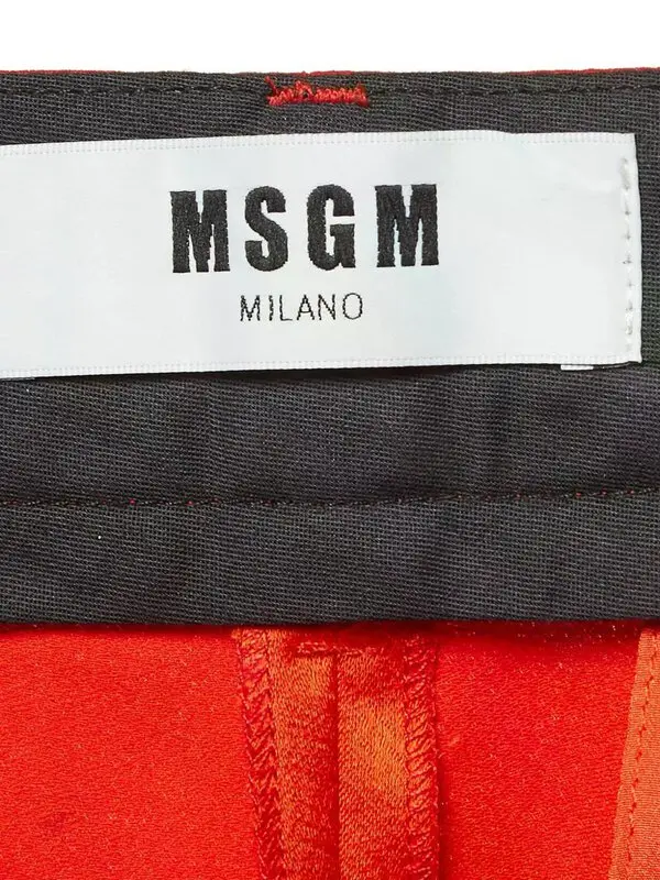 MSGM Side-slit Satin Finish High Waist Trousers - Orange
