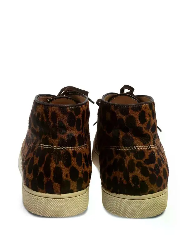 CHRISTIAN LOUBOUTIN Calf Leather Leopard Print Lace Up Sneakers