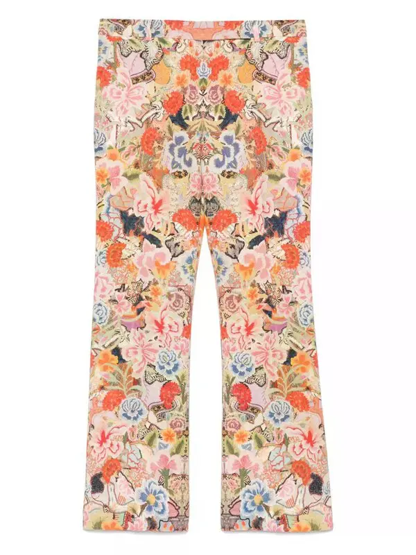 Alexander McQueen 2000s Floral Print Trousers - Neutrals