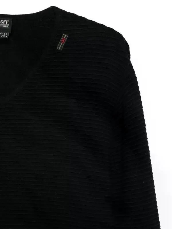 Gianfranco Ferre Ribbed V-neck Long Sleeve Sweater