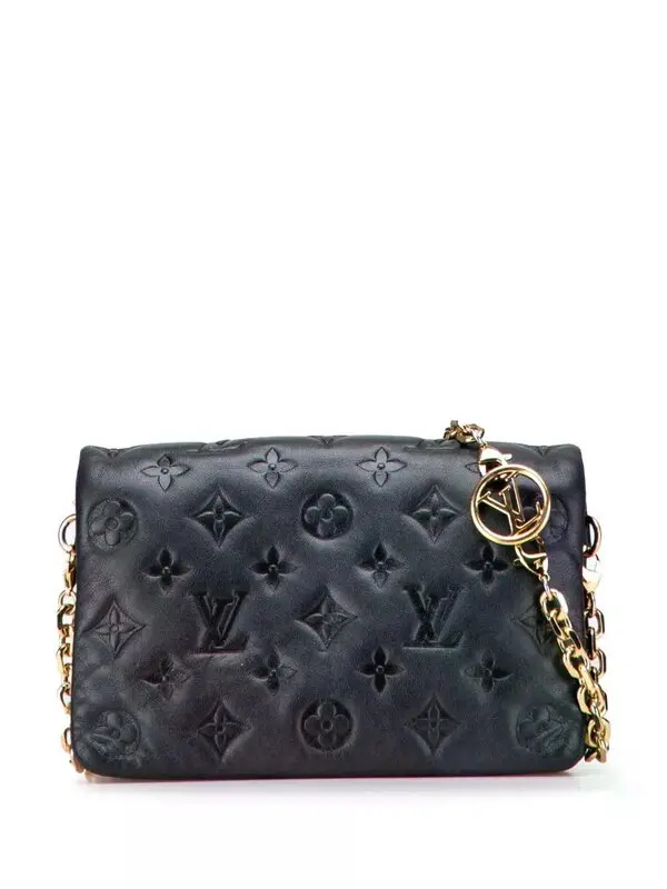 LOUIS VUITTON Monogram Embossed Pochette Coussin Crossbody Bag - Black
