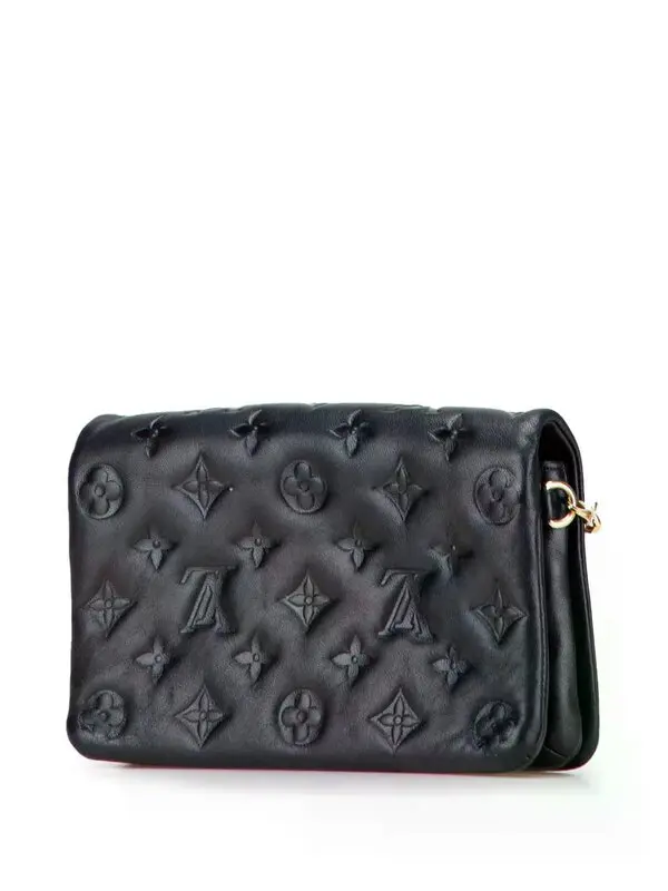 LOUIS VUITTON Monogram Embossed Pochette Coussin Crossbody Bag - Black