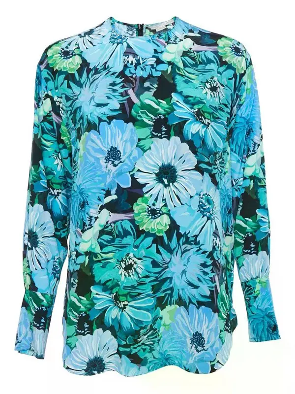 Stella McCartney Floral Print Long Sleeve Blouse - Blue