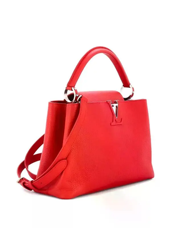 LOUIS VUITTON Capucines Bag Leather Pm Satchel - Red
