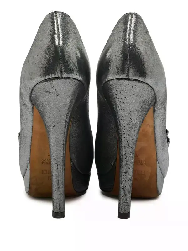 Fendi Peep-toe Metallic Pumps With Bow Detailing