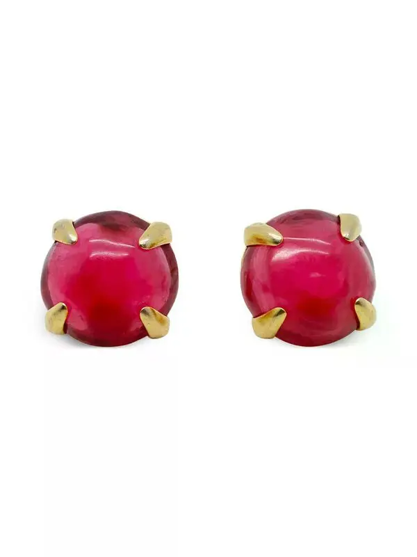 JENNIFER GIBSON JEWELLERY 1980s Givenchy Pink Clip-on Earrings - Gold