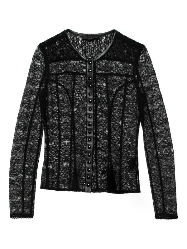 ALEXANDER WANG Leather-trim Lace T-shirt