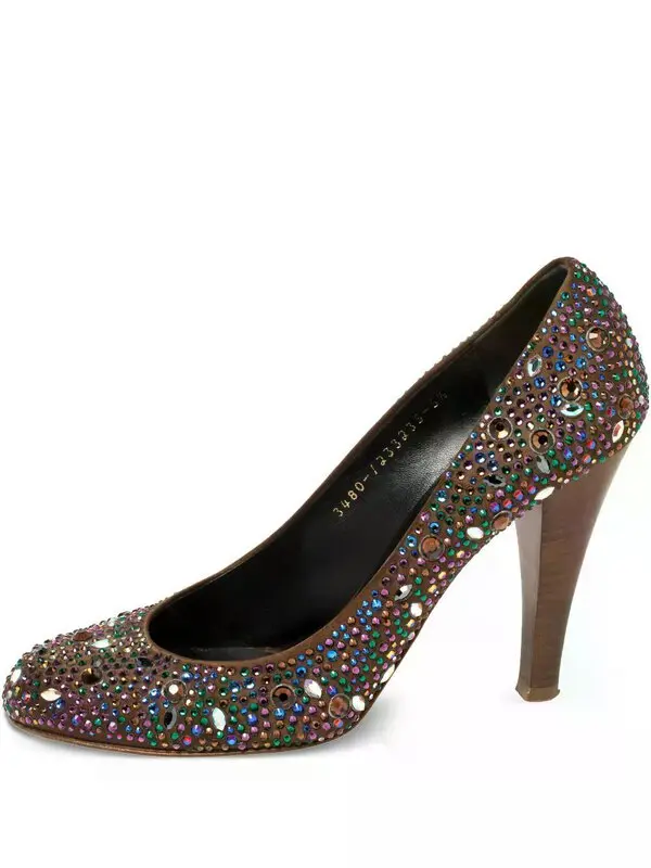 GINA London Embellished Round-toe High Heel Pumps - Brown