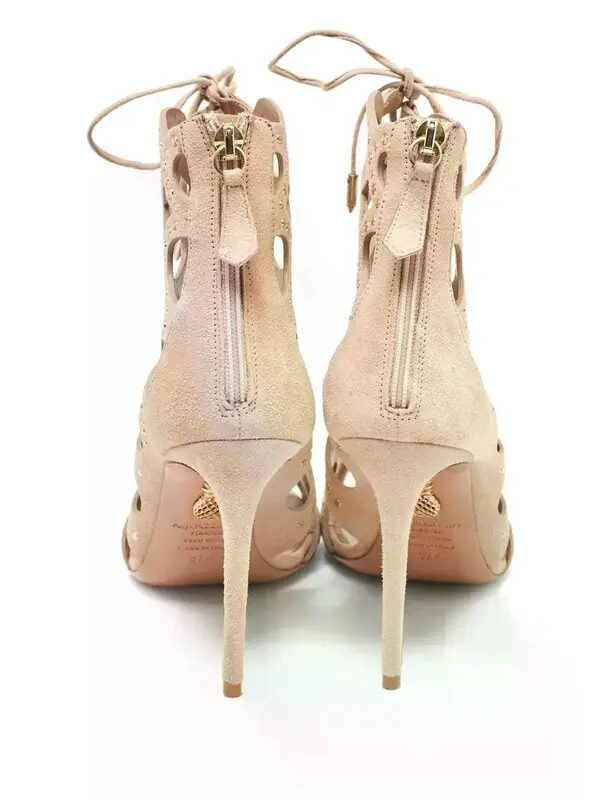 AQUAZZURA 105mm Cut-out Embellished Ankle Boots