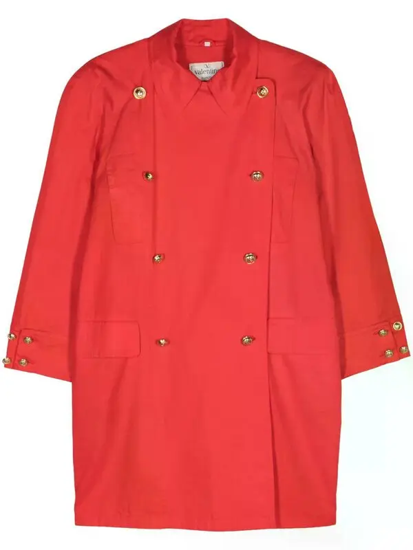 Valentino Garavani 1980s Vlogo Engraved Trench Coat - Red