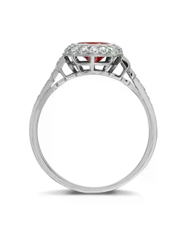 PRAGNELL Edwardian Platinum Burmese Ruby And Diamond Ring - Silver