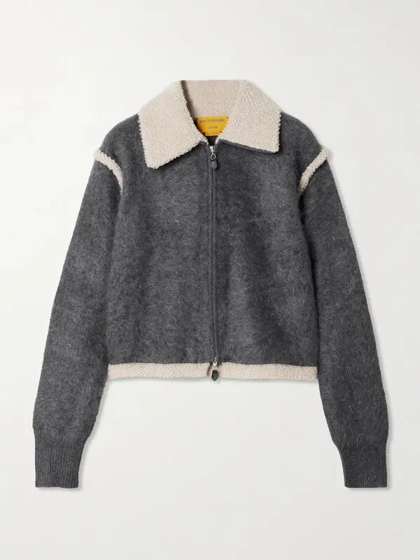 Guest In Residence Grizzly Frankie Bouclé-trimmed Brushed-cashmere Jacket - Gray