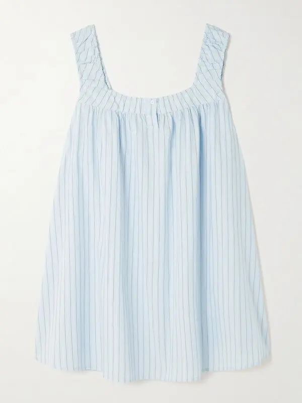 DEIJI STUDIOS Dyei Studios Yoke Striped Cotton-poplin Mini Dress - Blue