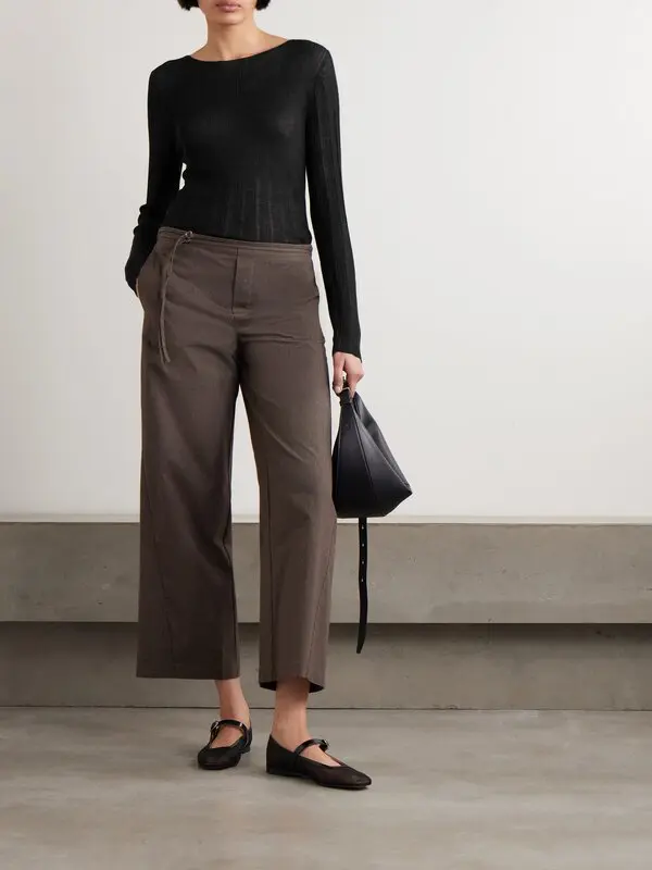 DEIJI STUDIOS Open Work Ribbed Top - Black