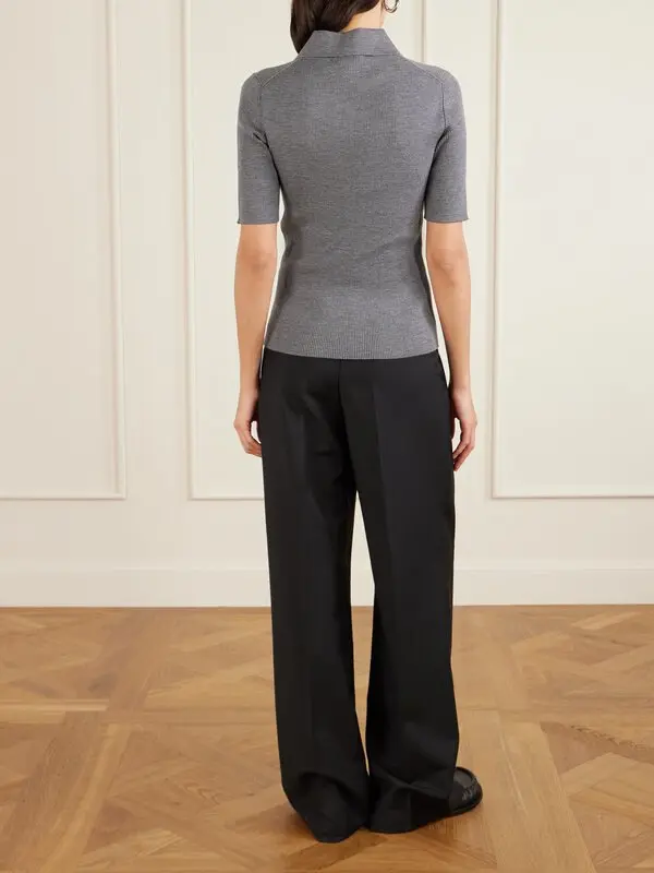 JIL SANDER Ribbed Wool Polo Shirt