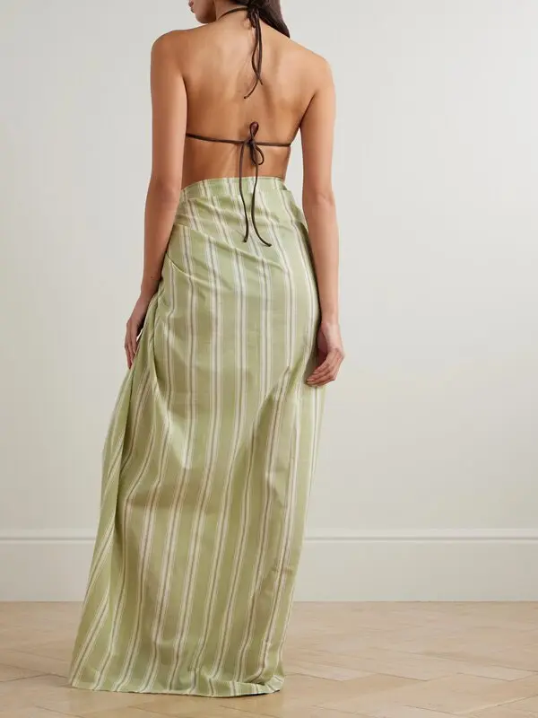 Faithfull The Brand Lomas Striped Cotton Pareo - Green