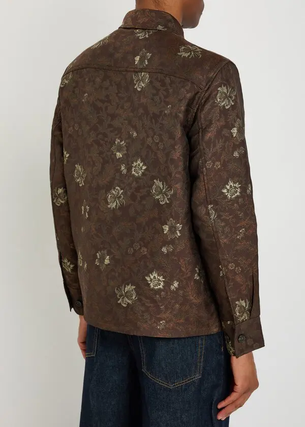 LES DEUX Kaleb Floral-jacquard Woven Overshirt