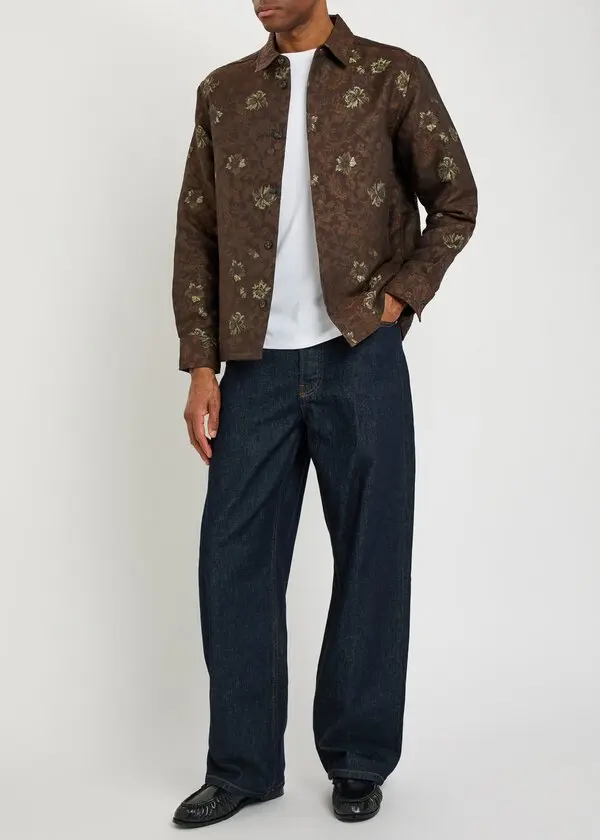 LES DEUX Kaleb Floral-jacquard Woven Overshirt