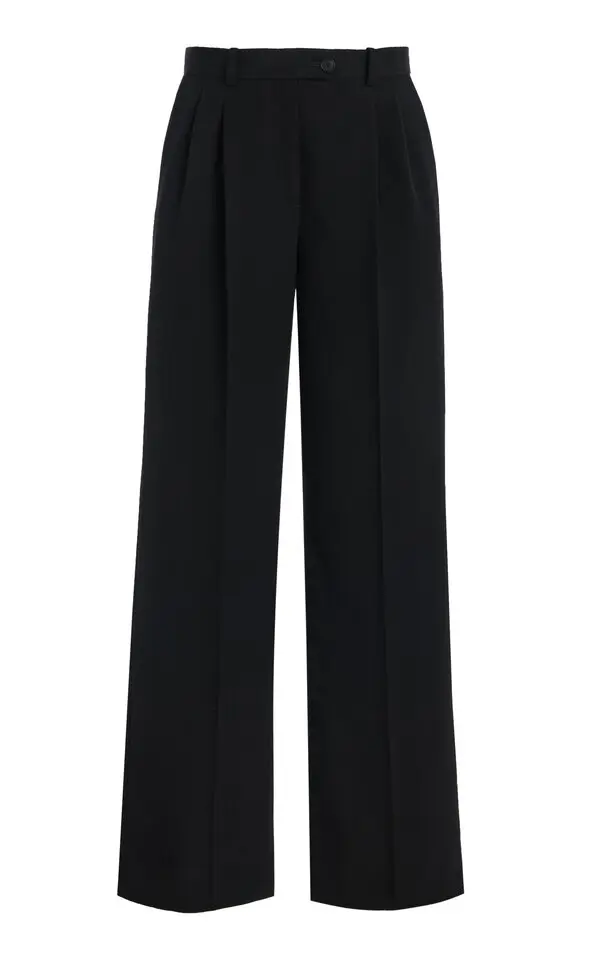THE ROW Virgil Pleated Wool Trousers - Black