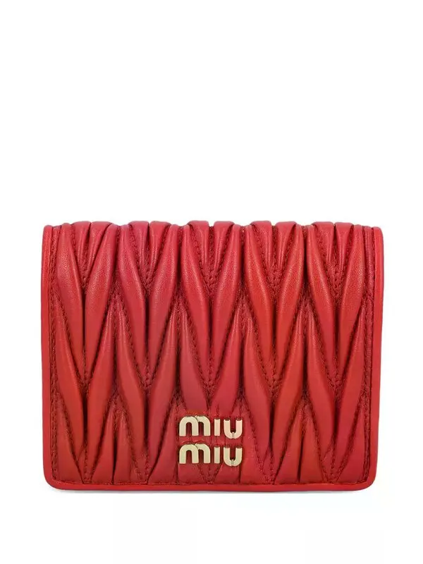 Miu Miu Small Matelassé Nappa Leather Wallet - Red