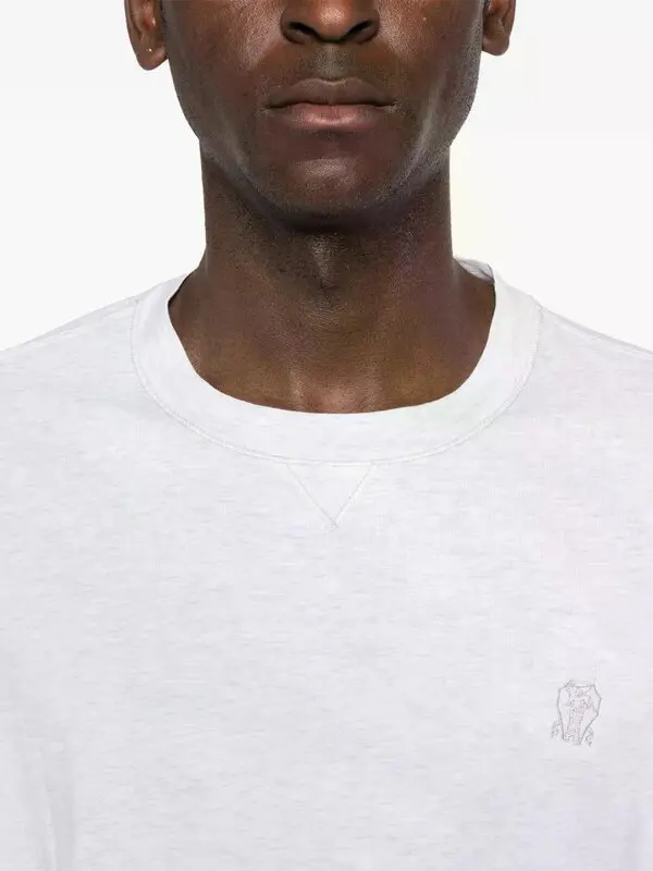 Brunello Cucinelli Crew-neck Logo T-shirt - Grey