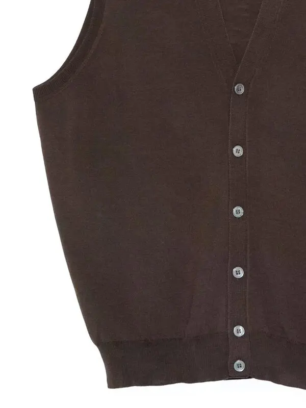 DELL'OGLIO Sleeveless V-neck Cardigan - Brown