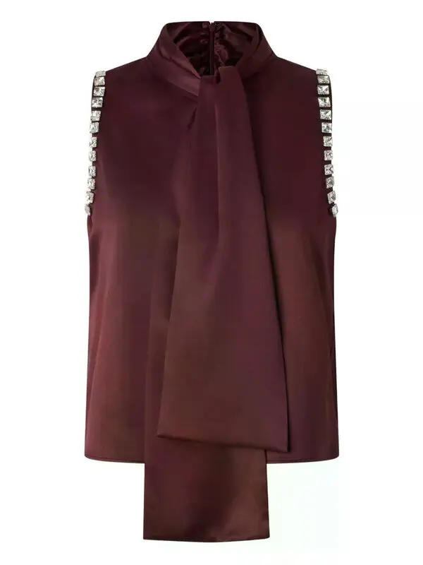 Pinko Satin Tie-neck Blouse With Embellished Shoulders