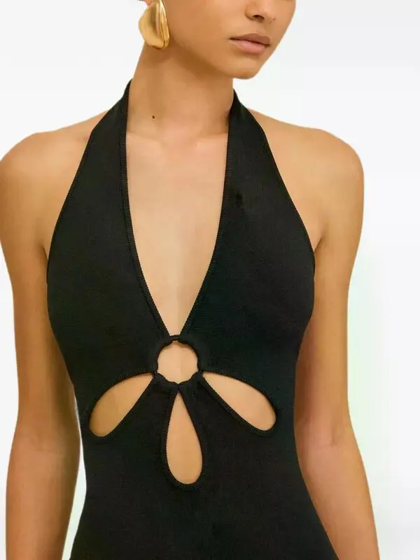 Cult Gaia Vinna Midi Dress With Halterneck And Ring Detail Cutout