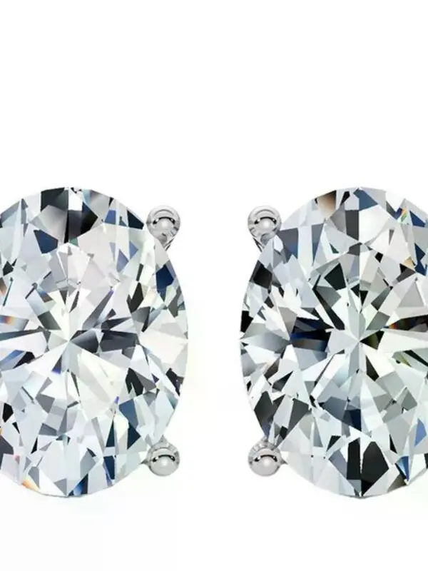 TILLA 14k White Gold Oval Diamond Stud Earrings