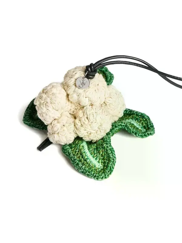 JW Anderson Crocheted Cauliflower Charm With Engraved Logo Medallion