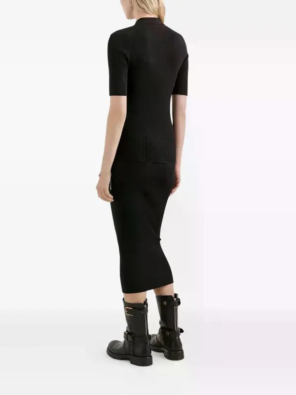 Dolce & Gabbana Ribbed Knit Polo Top With Embellished Buttons