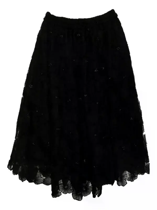 Biyan Midi-length Gathered Skirt With Bead Embellishment - Black