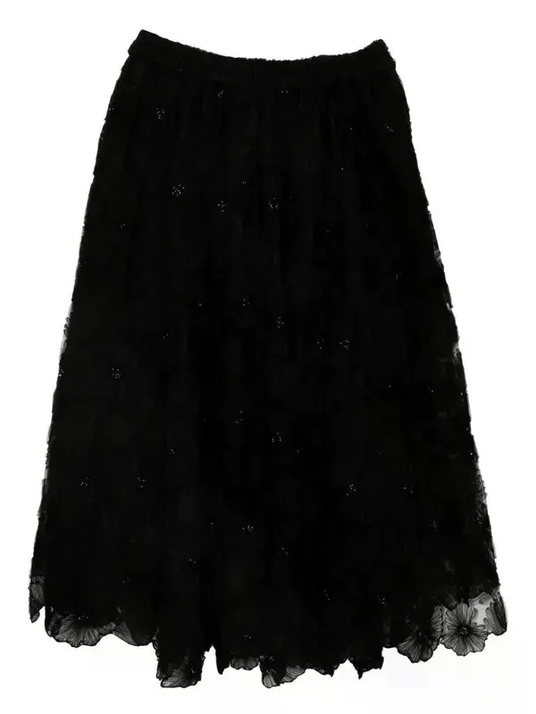 Biyan Midi-length Gathered Skirt With Bead Embellishment