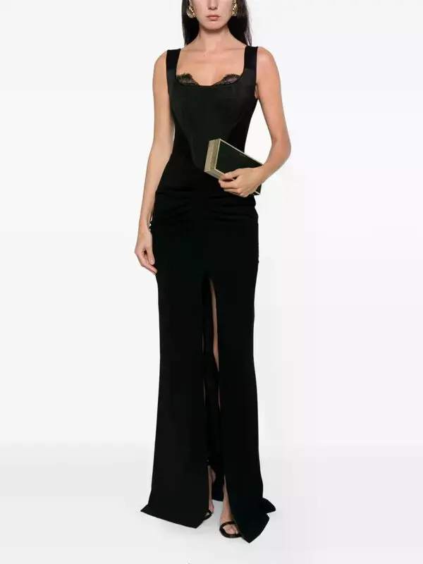 SILK LOVE & LACE Evelyn Corset Maxi Dress - Black