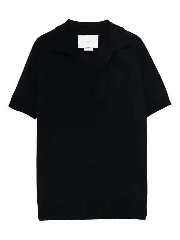 VANISE Polo-collar Knitted T-shirt - Blue