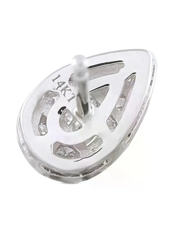 LB EXCLUSIVE 14k White Gold Diamond Studded Teardrop Earrings