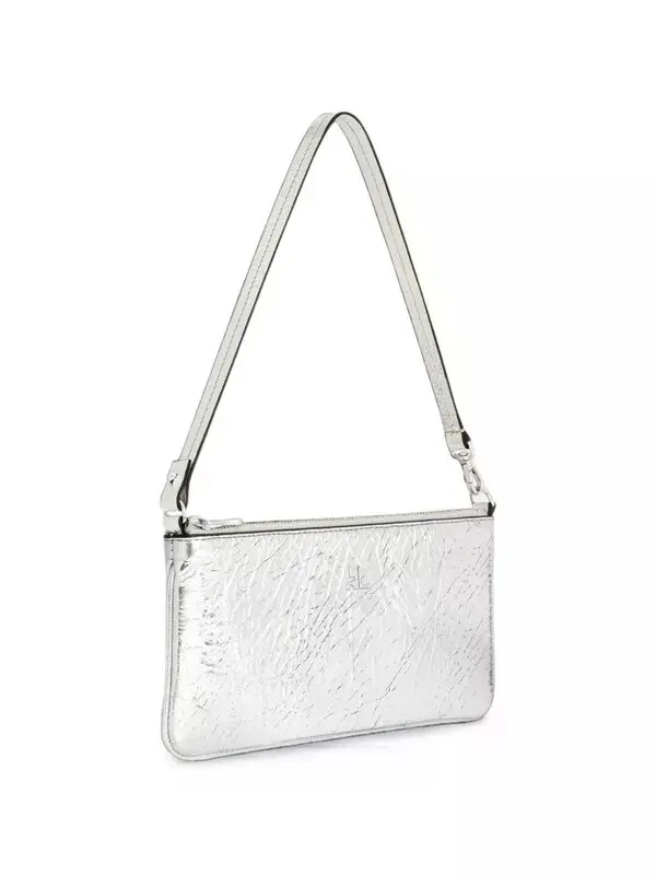 COURREGES Zipped Leather Shoulder Bag - Silver