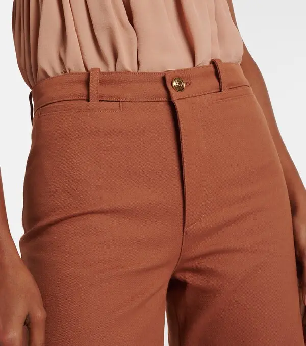 Chloé High-rise Flared Cotton Canvas Trousers