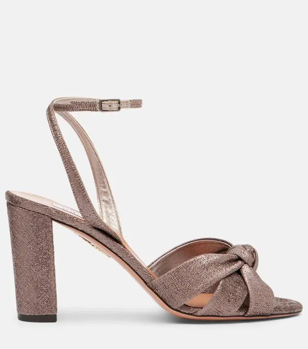 AQUAZZURA Nina 85 Metallic-effect Twill Sandals
