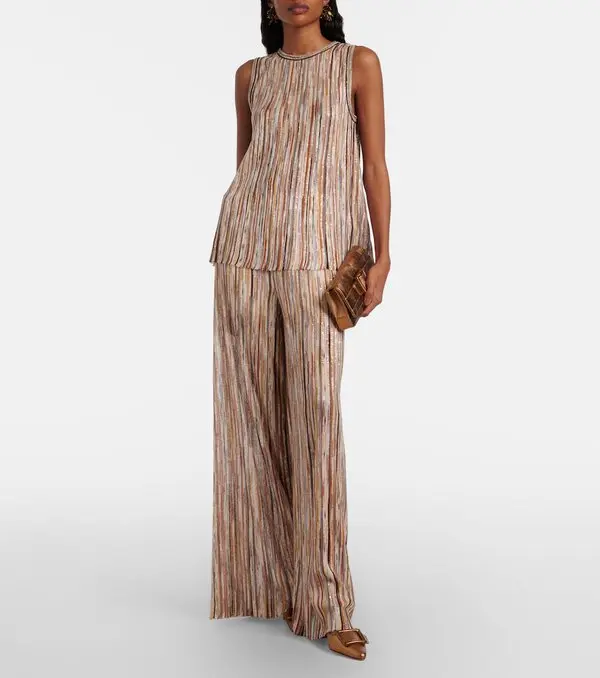 Missoni Sequined Striped Wide-leg Trousers
